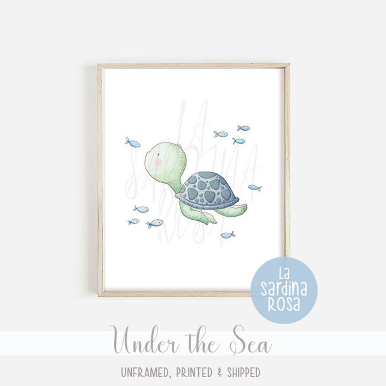 Sea Turtle Art Nautical Nursery Decor Under the Sea Wall | Etsy