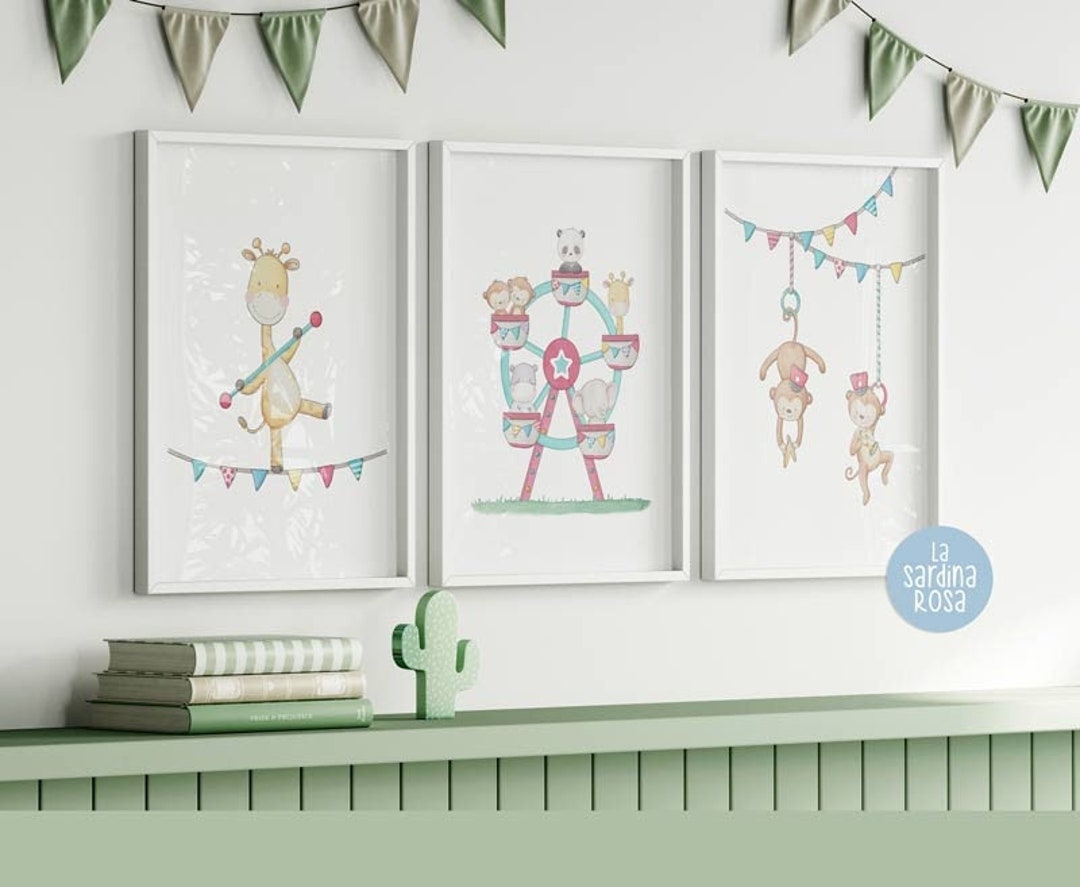 Circus Art Prints, Nursery Wall Art, Circus Animals Decor, Playroom ...