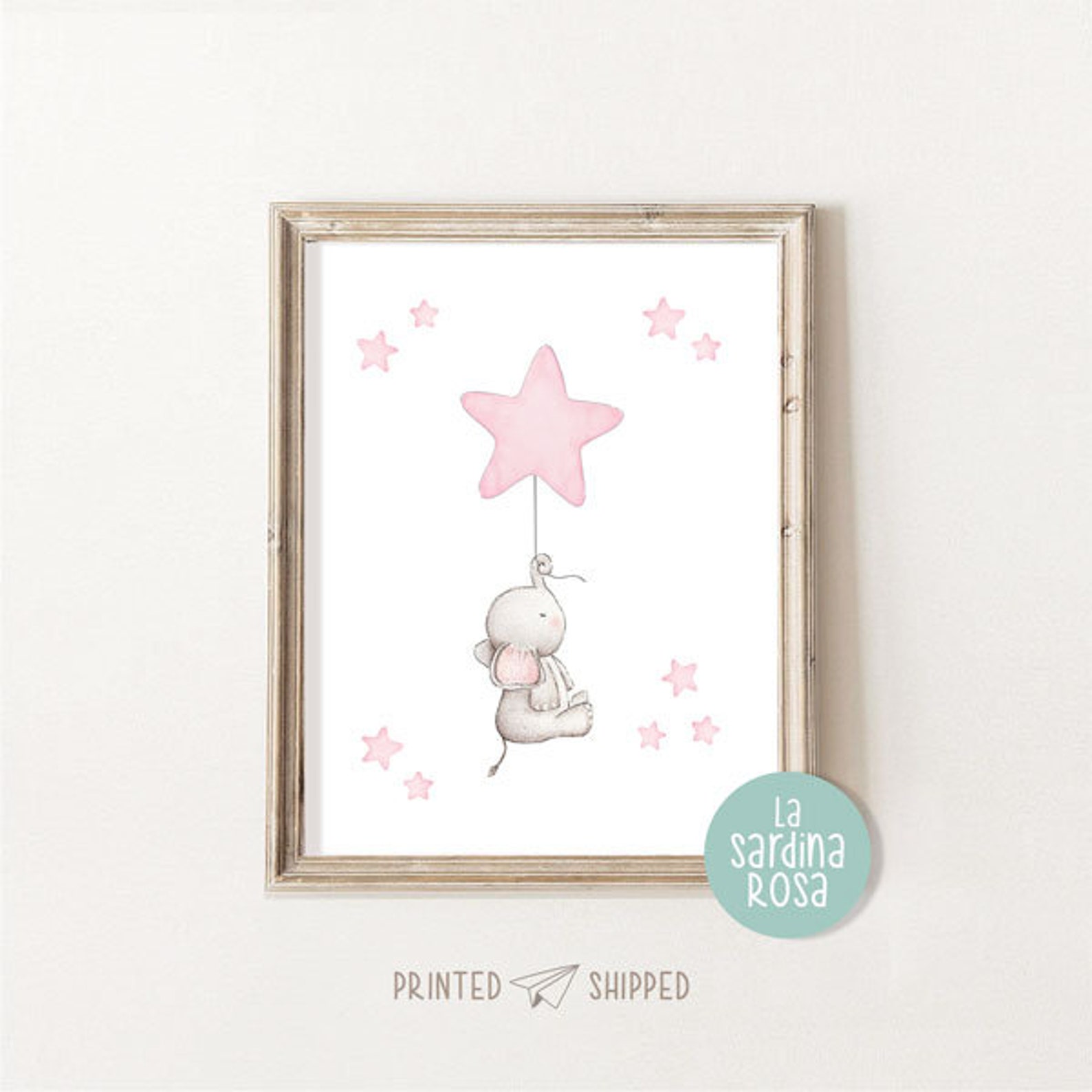 Star Nursery Art Print Baby Elephant Wall Art Star Nursery - Etsy