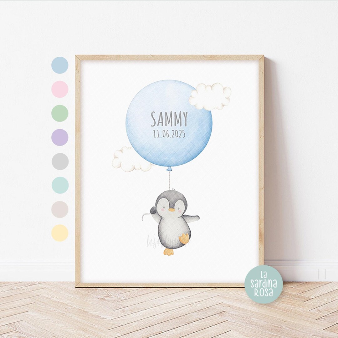 Penguin Personalized Nursery Print, Baby Arctic Animal Poster, Newborn ...