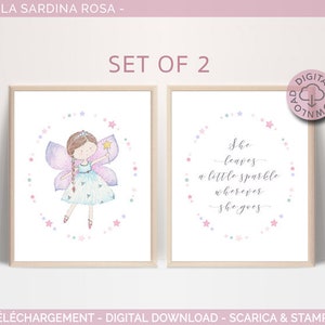Set of 2 nursery prints Little girl room art Fairy nursery | Etsy