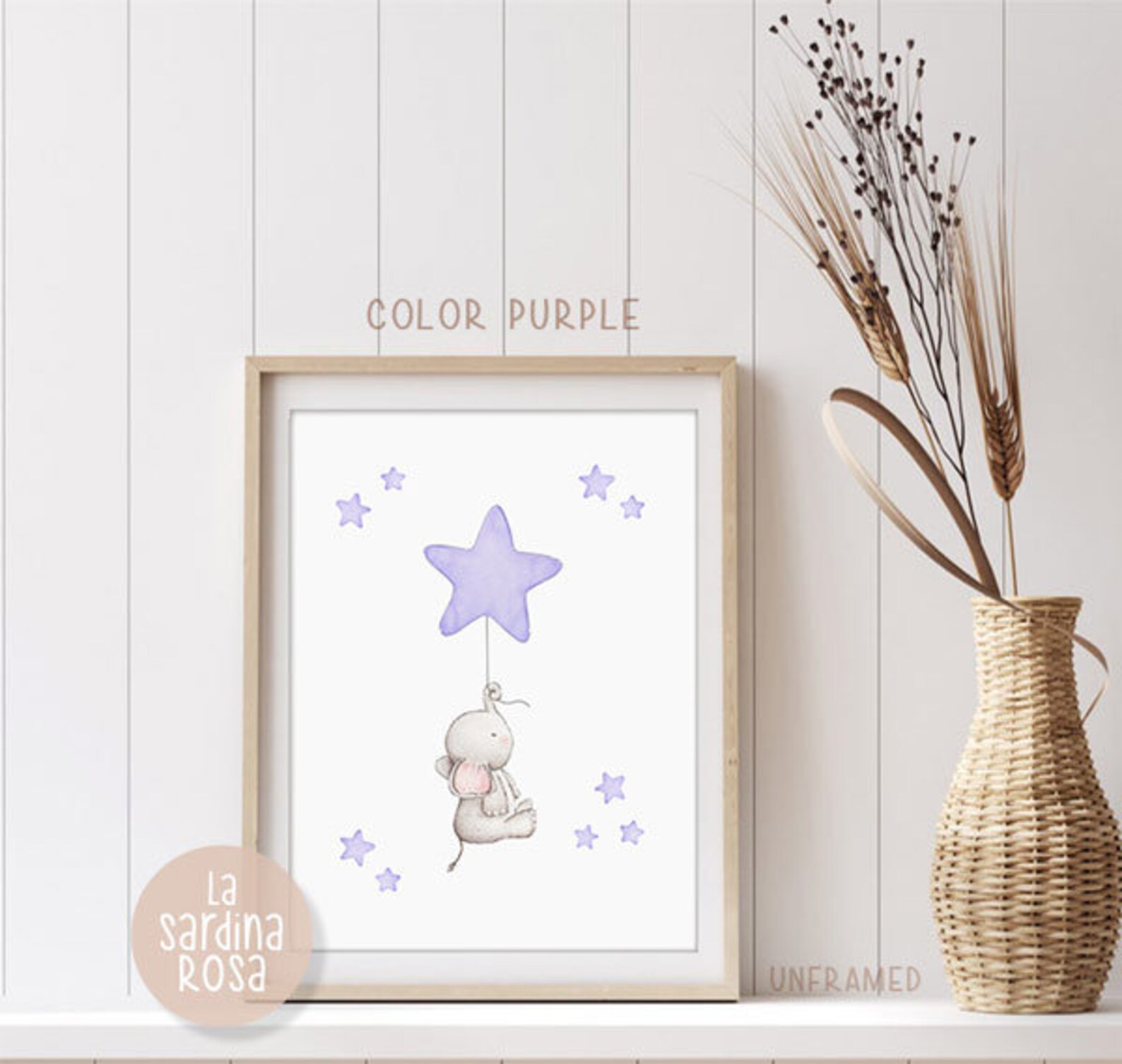 Star Nursery Art Print Baby Elephant Wall Art Star Nursery - Etsy