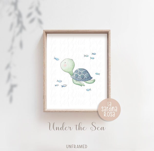 Sea Turtle Art Nautical Nursery Decor Under the Sea Wall - Etsy
