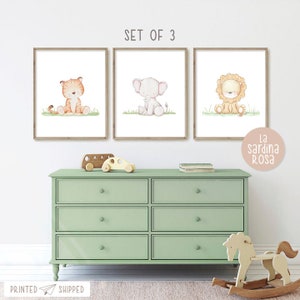 Jungle Nursery Wall Art, Set of 3 Prints, Safari Baby Animals Art ...