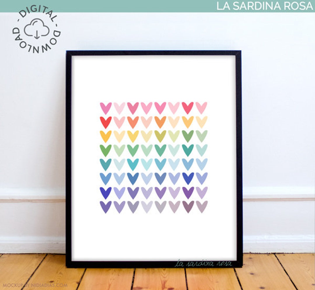 Hearts Poster, Printable Wall Art, Neutral Nursery Decor, Valentine's ...