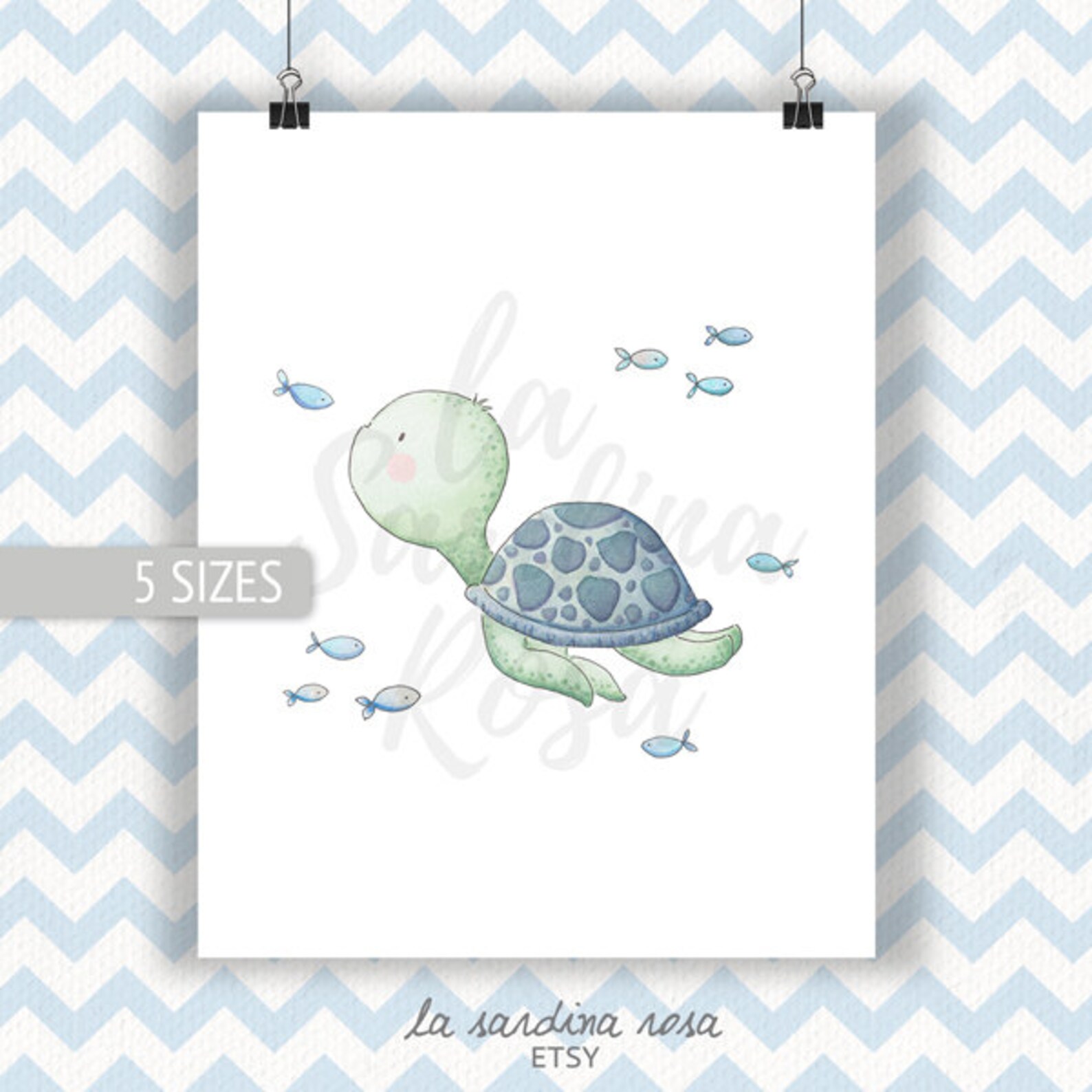 Sea Turtle Art Nautical Nursery Decor Under the Sea Wall | Etsy