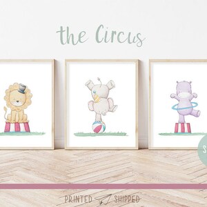 Kids Room Wall Art, Circus Nursery Theme, Toddler Playroom Print Set ...