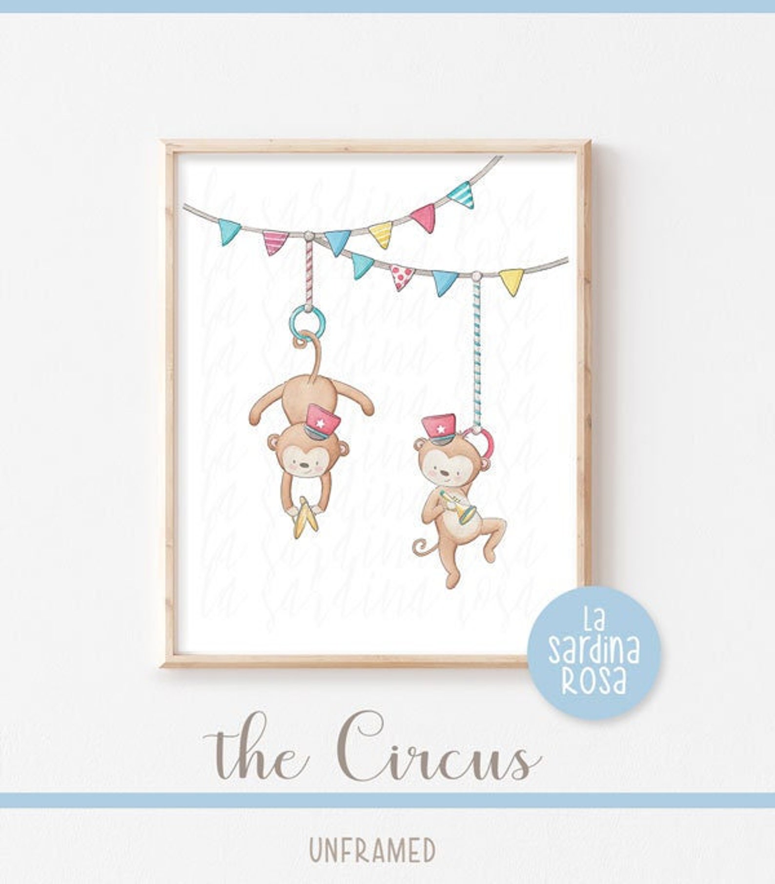 Circus Animal Print Nursery Wall Art Monkeys Print Vintage - Etsy