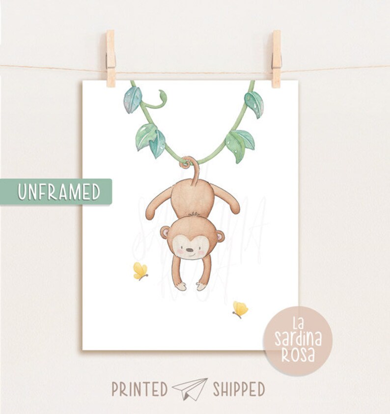 Monkey Nursery Art Set Baby Room Decor Jungle Nursery Print - Etsy