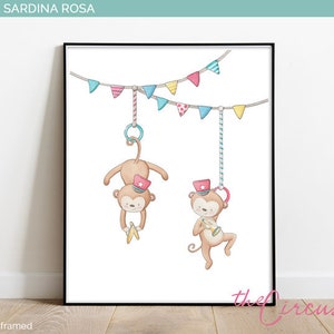 Circus Animal Print, Nursery Wall Art, Monkeys Print, Vintage Circus ...
