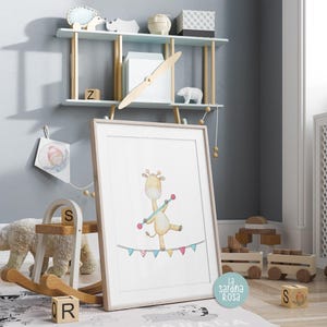 Set of 3 Animal Nursery Wall Art, Kids Room Decor, Hot Air Balloon ...