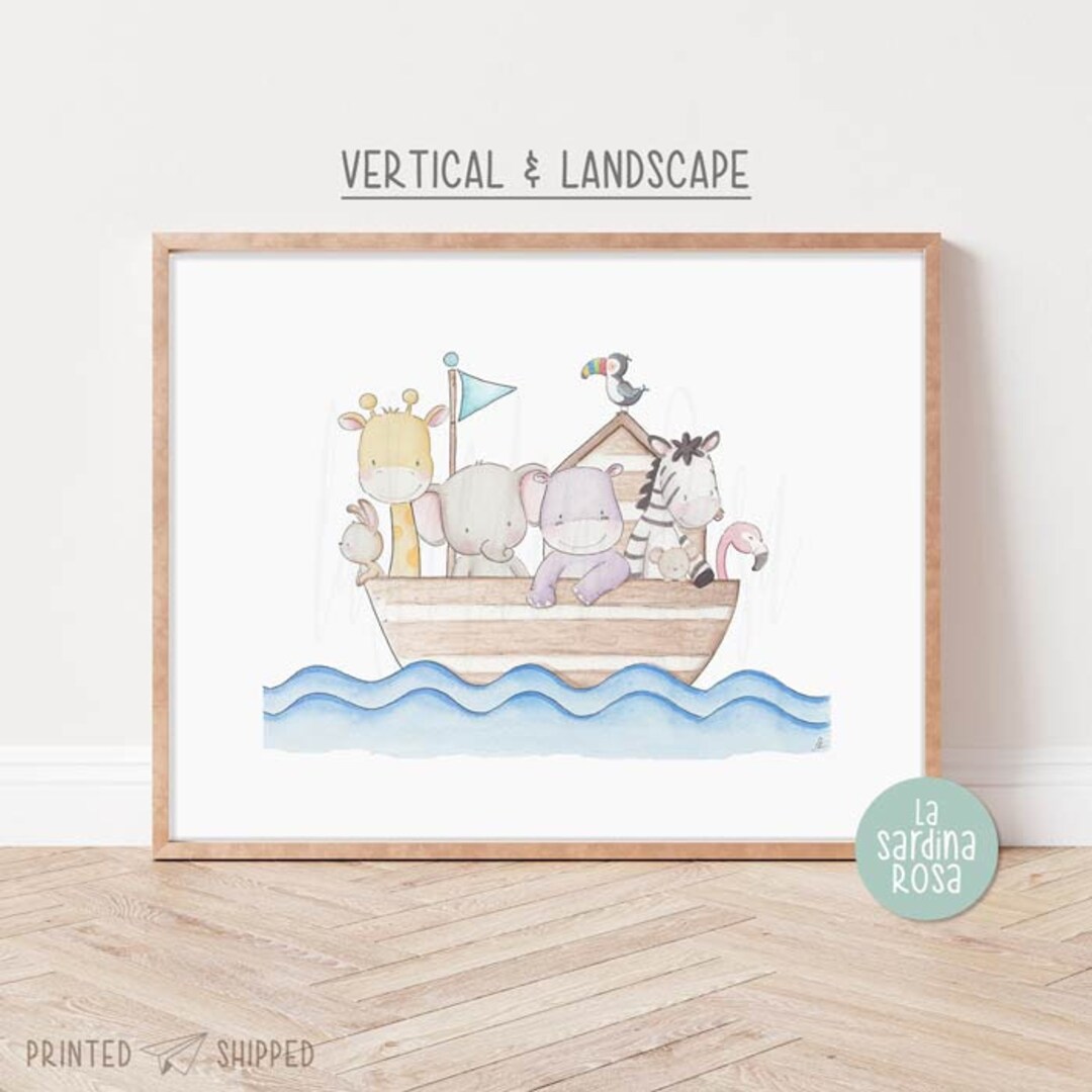 Kids Playroom Print Noah's Ark Nursery Wall Art Safari - Etsy