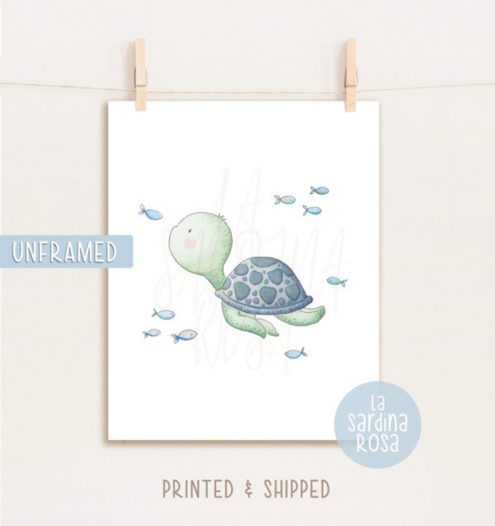 Sea Turtle Art Nautical Nursery Decor Under the Sea Wall | Etsy