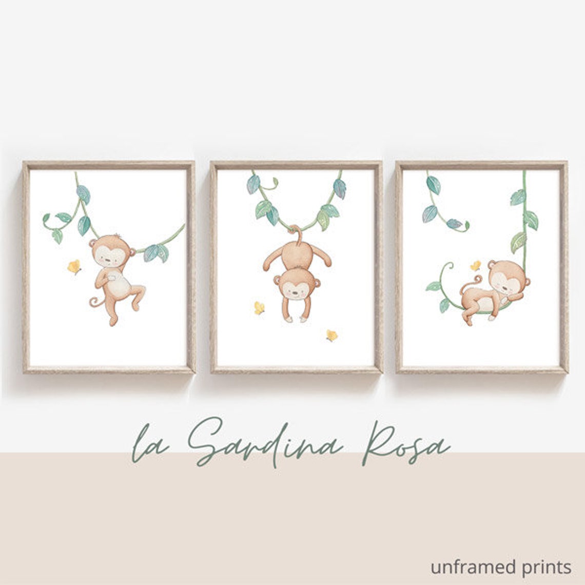 Monkey Nursery Art Set Baby Room Decor Jungle Nursery Print - Etsy