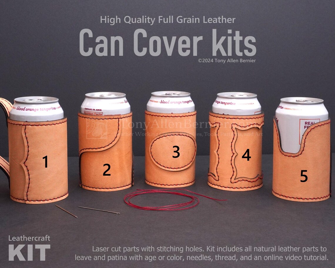 Leather Can Cover Kits. DIY Leather Craft Kits With Premade Parts ...