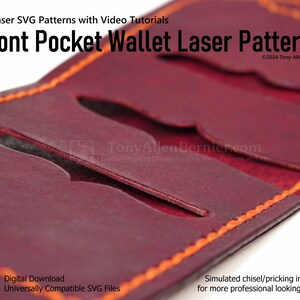 Leather Front Pocket Wallet SVG Patterns. Minimalist Style With 3 ...