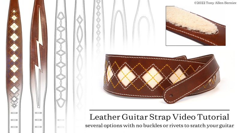 Leather Guitar Strap Patterns. DIY Leathercrafting Patterns for Several ...