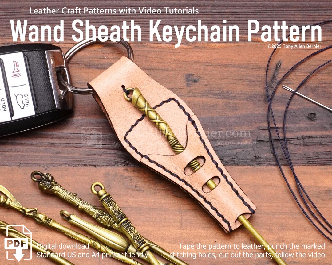 Leather Wand Sheath Keychain Patterns. Printable DIY Leather Craft ...