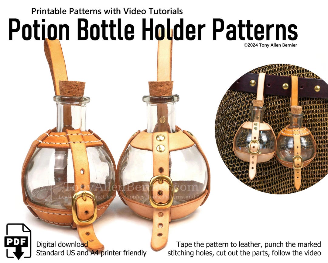 Leather Potion Bottle Holder, Leathercraft Patterns for Potion Bottle ...