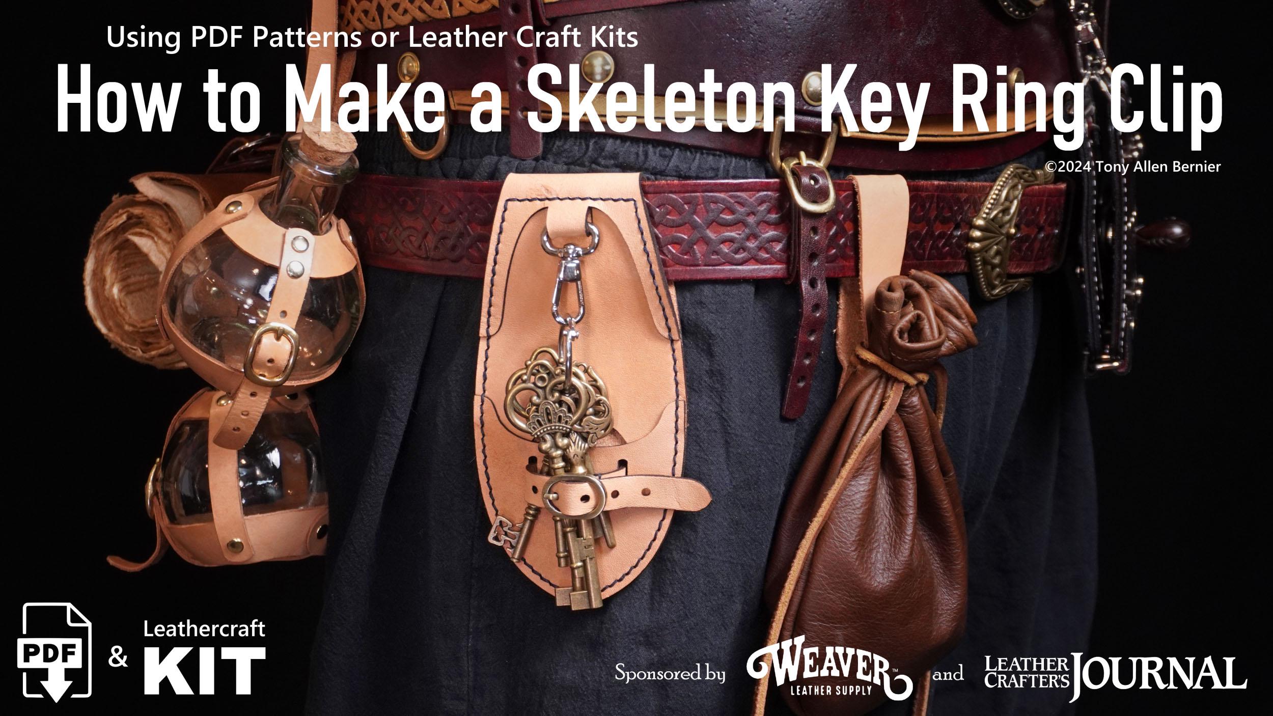 Leather Skeleton Key Ring Belt Clip Pattern. DIY PDF Leathercraft ...