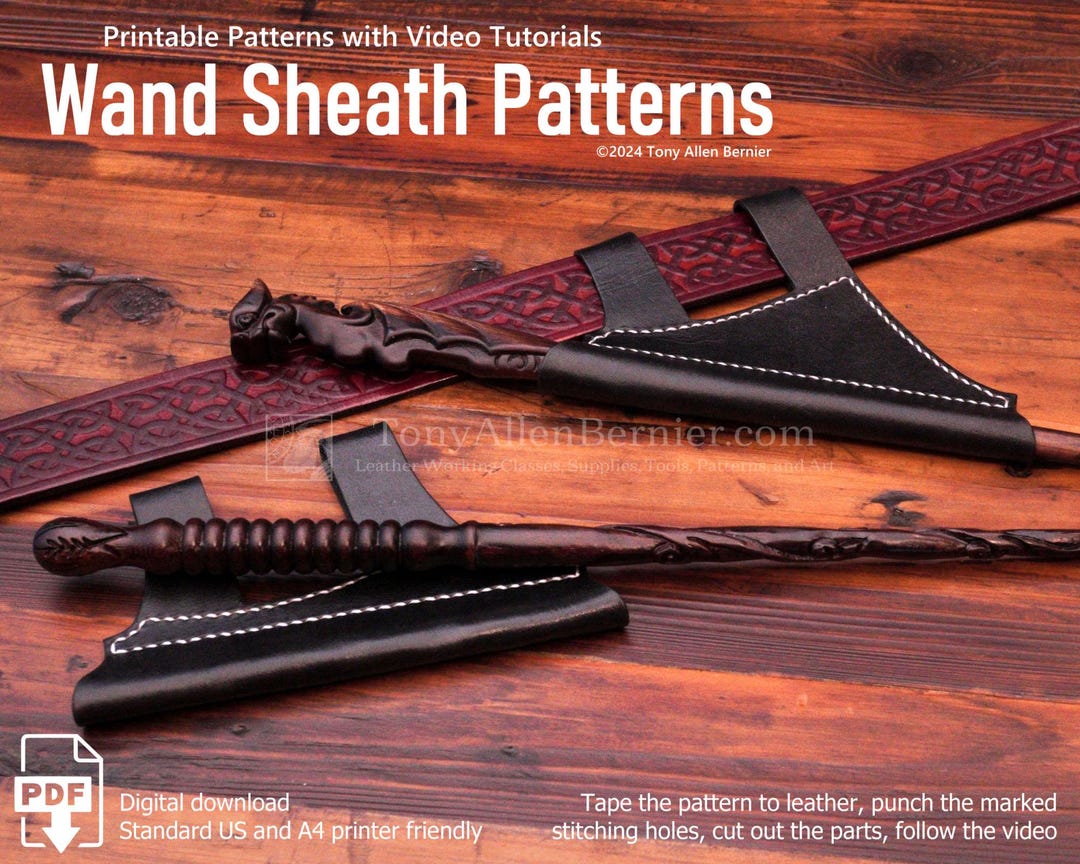 Leather Wand Sheath Patterns. 3 Sizes Each With 2 Angles. DIY ...