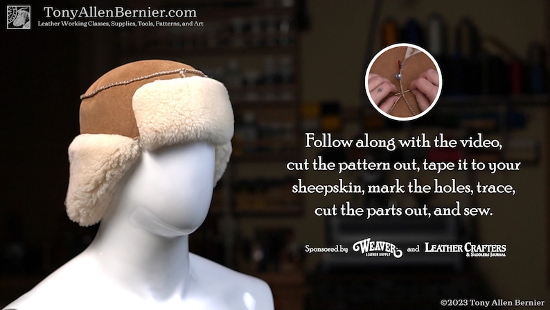Sheepskin Ushanka Hat Pattern, Easy Leathercraft Kit Style Patterns for ...