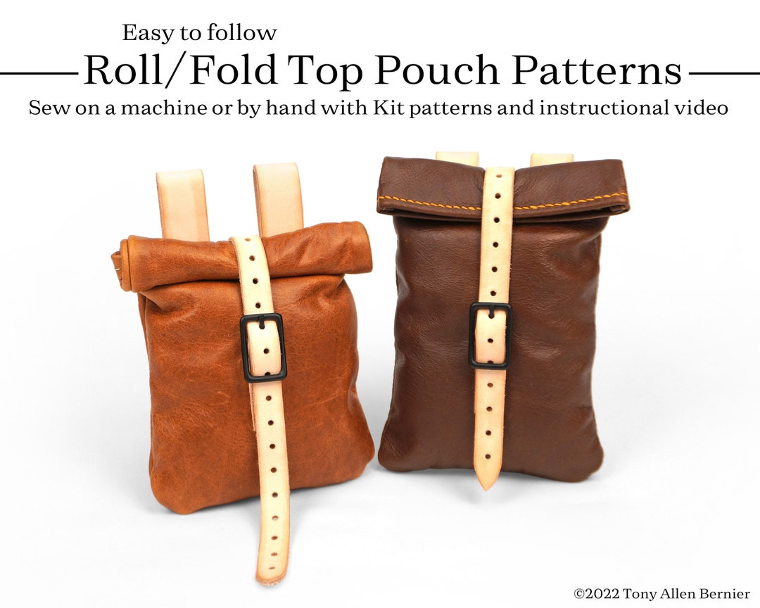Leather Roll Top Pouch / Renaissance Satchel Pattern, Leathercraft ...