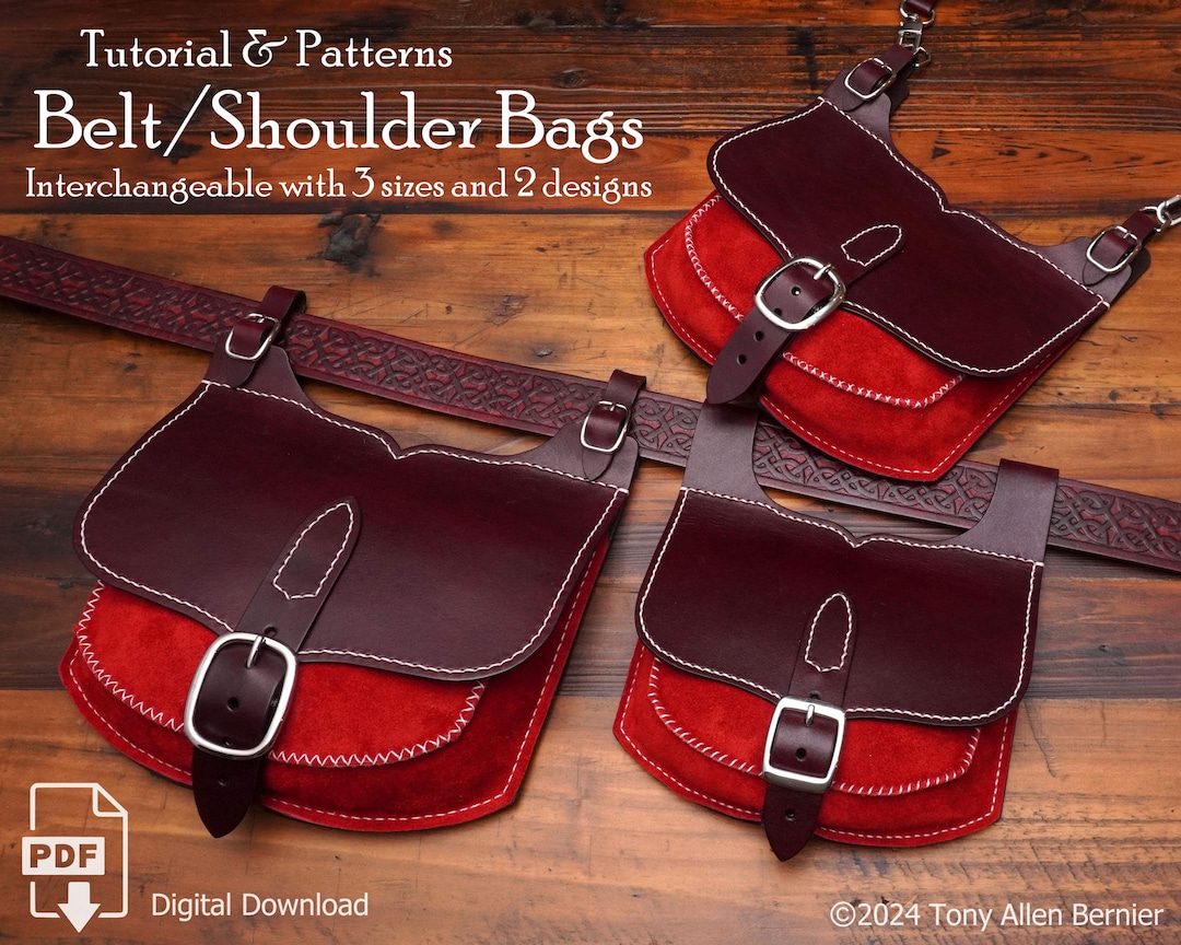 3 Leather Medieval Renaissance Belt Bag Patterns. Leather Belt Bag or ...