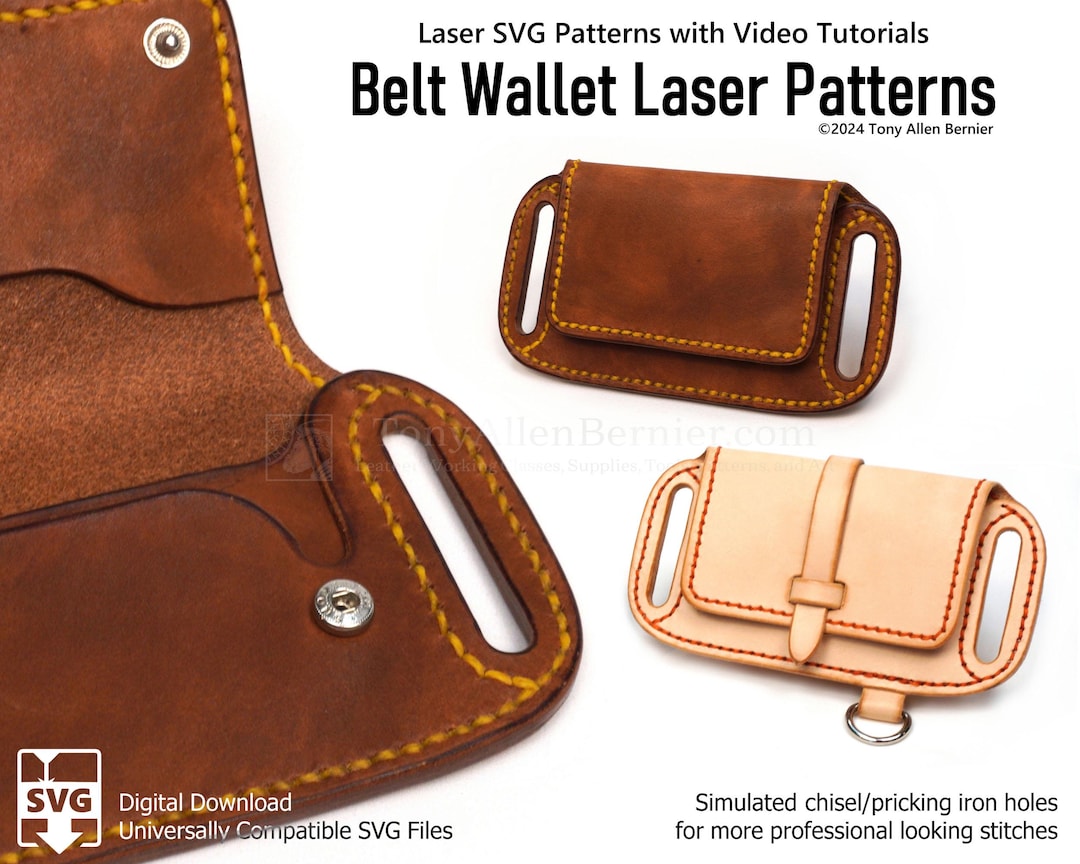 Leather Belt Wallet SVG Patterns. Laser Leathercraft Patterns for Belt ...