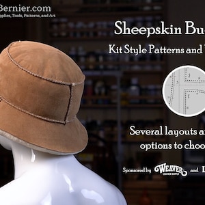 Sheepskin Bucket Hat Pattern, Kit Style Leather Patterns to Make Fur ...