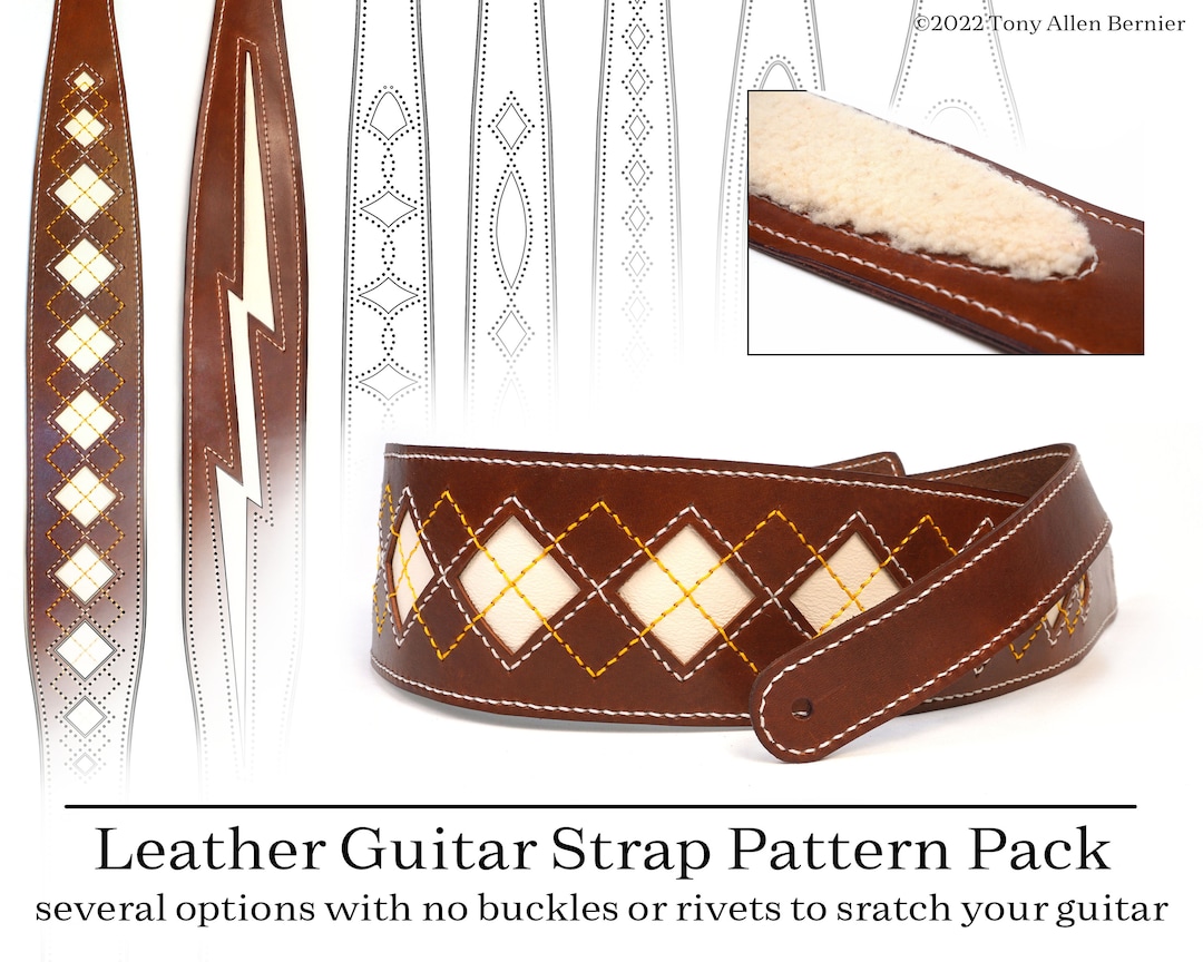 Leather Guitar Strap Patterns. DIY Leathercrafting Patterns for Several ...