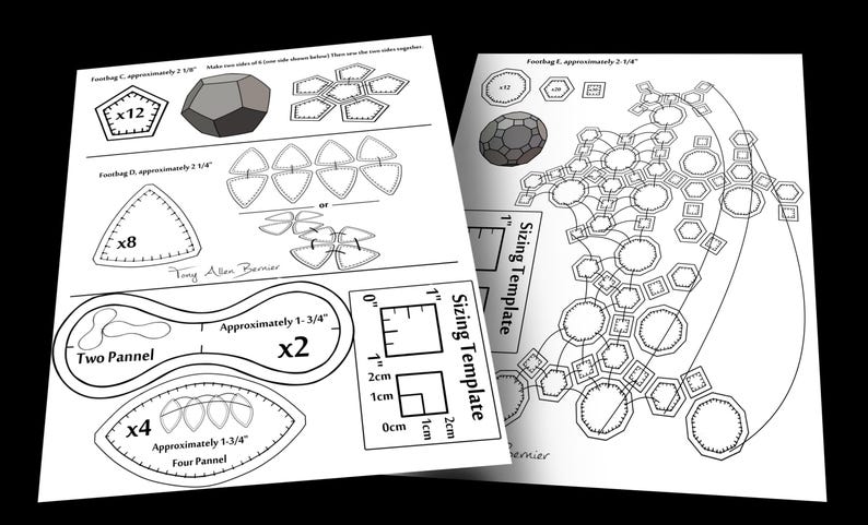 Footbag Patterns for 13 Different Style and Panel Designs With Step by ...