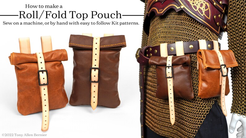 Roll Top Pouch / Renaissance Satchel Digital Pattern Leather - Etsy