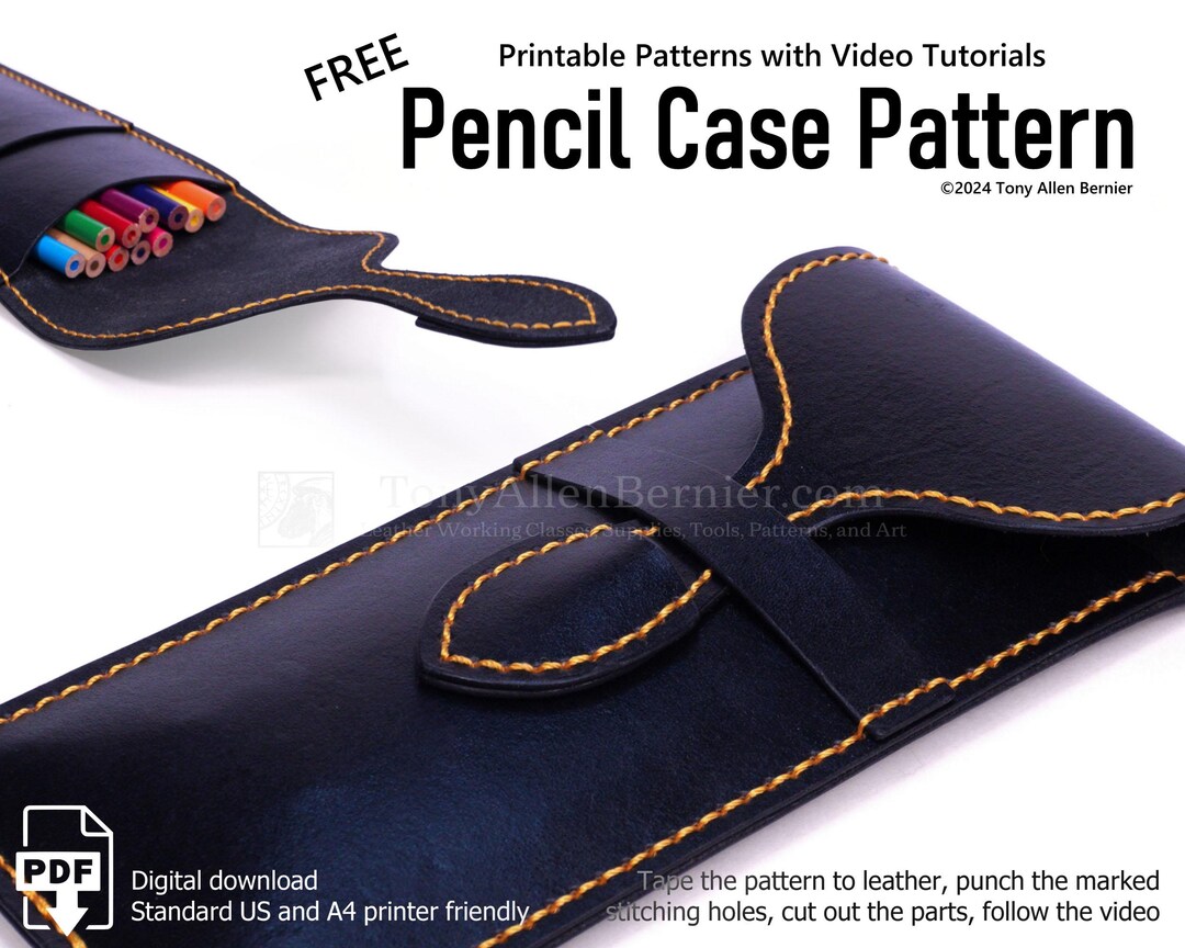 Leather Pencil, Pen, and Colored Pencil Case Patterns. Printable PDF ...