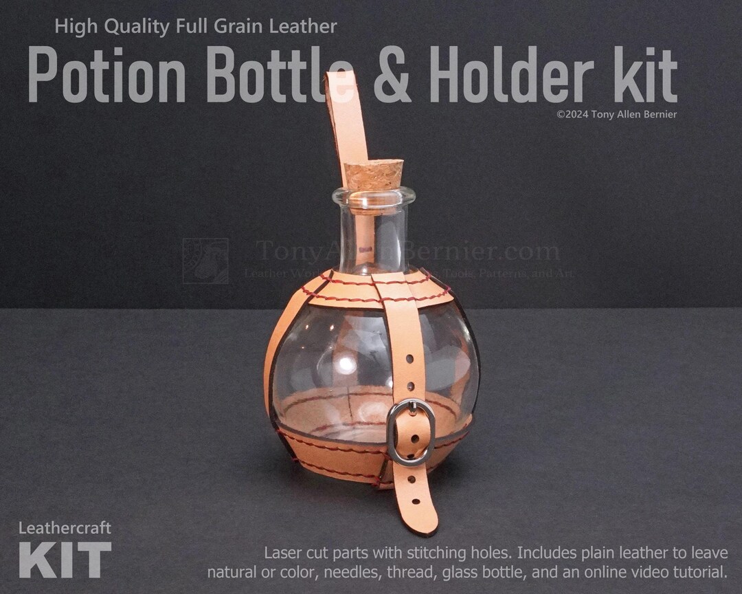 Potion Bottle and Leather Holder KIT. DIY Leather Craft KIT With ...