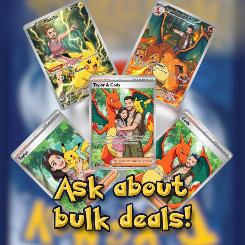 Custom Pokémon Card Portrait – Personalized Pet, Couple, & Trainer ...