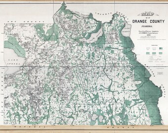 1920 Map of Orange County Florida Orlando | Etsy
