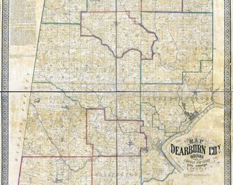 1860 Farm Line Map of Dearborn County Indiana | Etsy