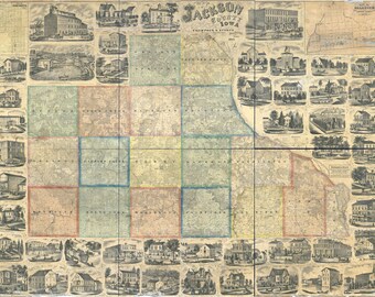 1871 Map of Jefferson County Iowa Fairfield | Etsy