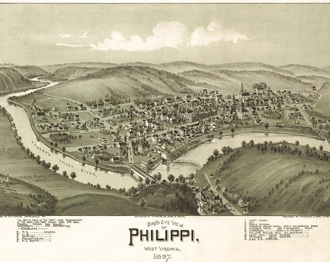 1897 Panoramic Map of Philippi West Virginia | Etsy
