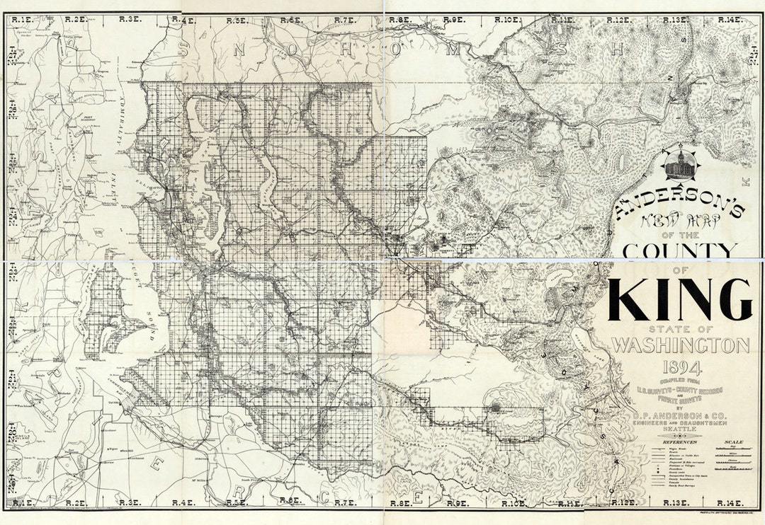 1894 Map of King County Washington - Etsy