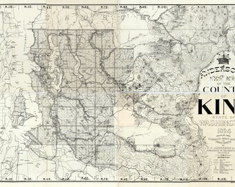 Map of King County, Washington WT., 1894. Vintage Restoration Hardware ...