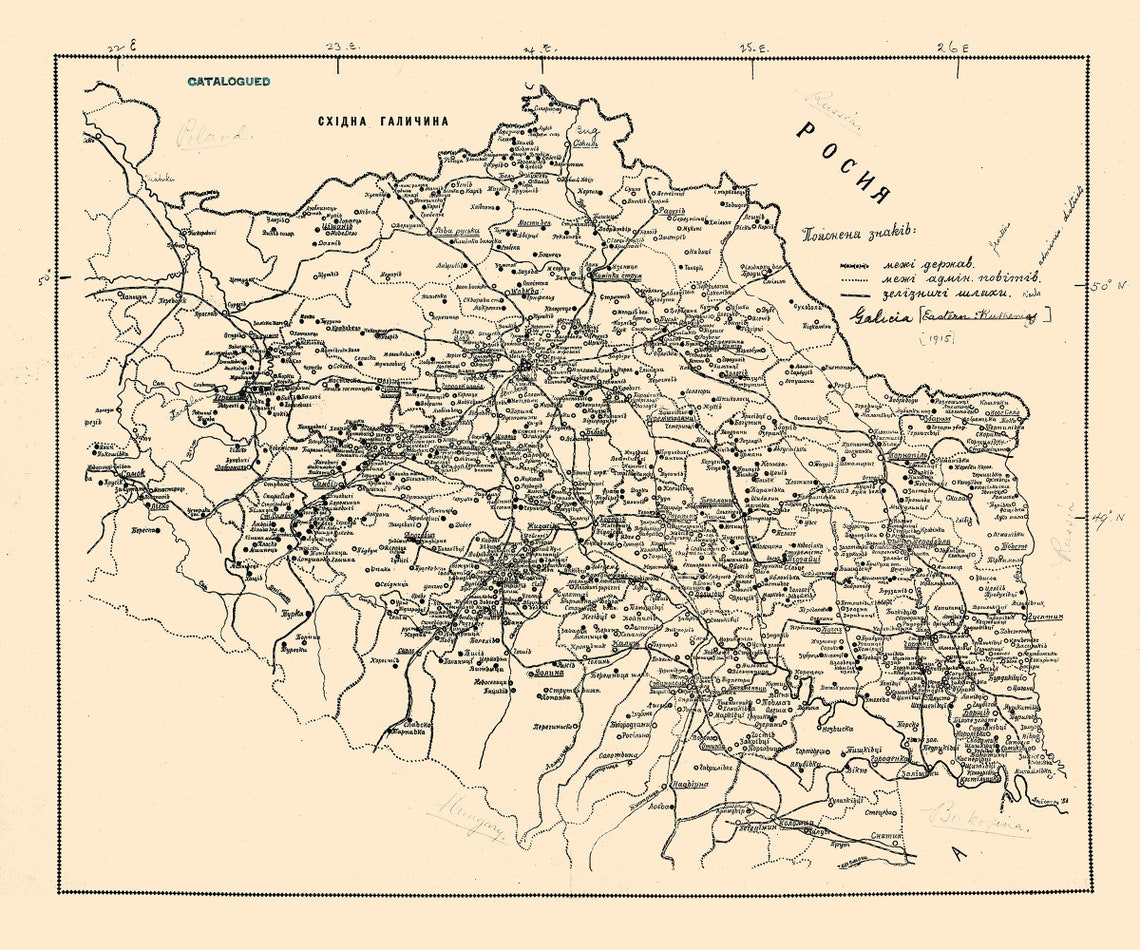 1915 Map of Eastern Ruthenian Galicia Poland and Ukraine - Etsy