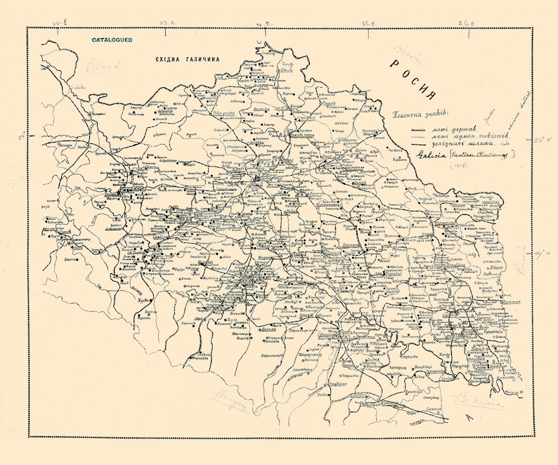 1915 Map of Eastern Ruthenian Galicia Poland and Ukraine - Etsy