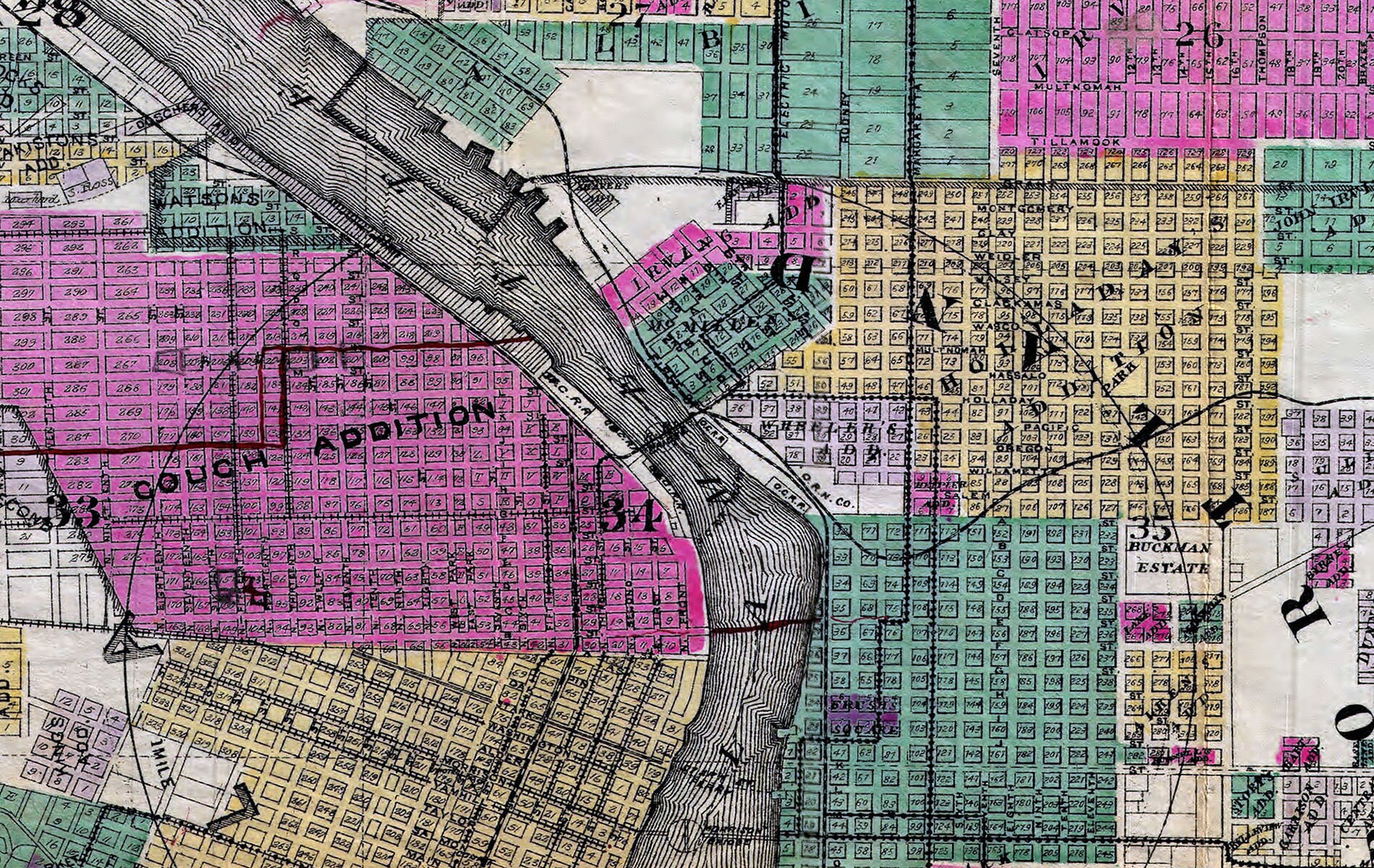 1889 Map of Portland Oregon - Etsy