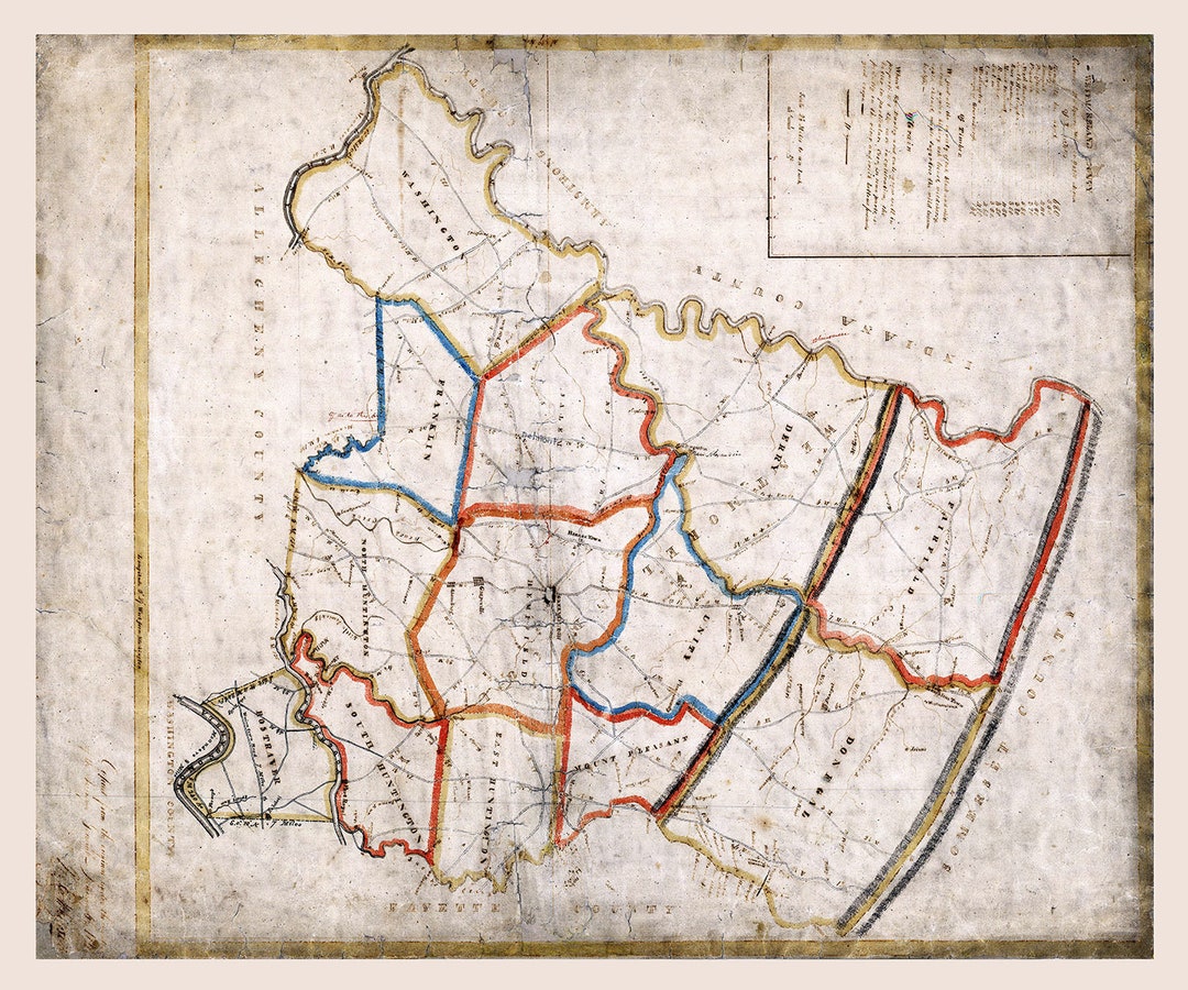 1817 Map of Westmoreland County Pennsylvania - Etsy
