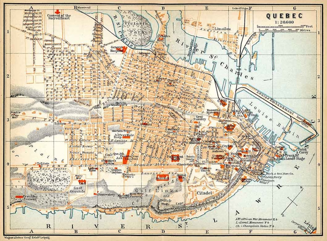 1907 Map of Quebec City Canada - Etsy