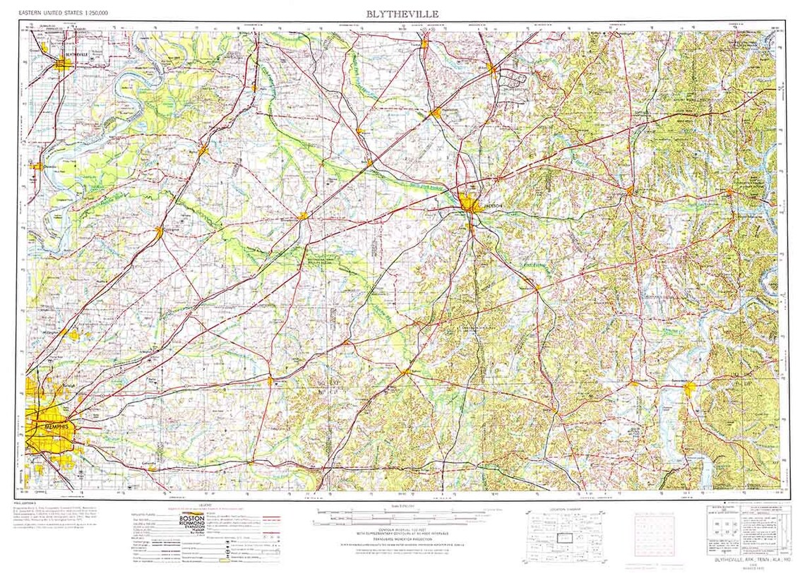 1956 Topo Map of Blytheville Arkansas Memphis Jackson | Etsy