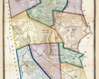 Hanson 1857 Old Town Map With Homeowner Names Massachusetts Indian Head ...