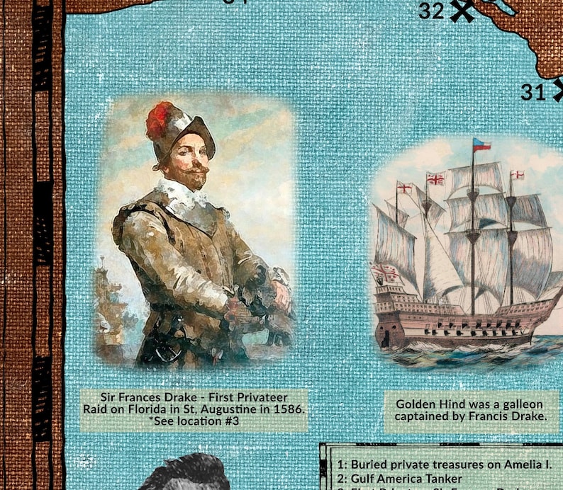 Pirate Treasure Map of Florida - Etsy